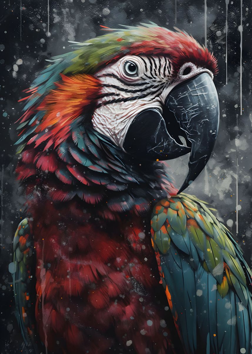 'Colorful Parrot Portrait' Poster by Pixaverse | Displate