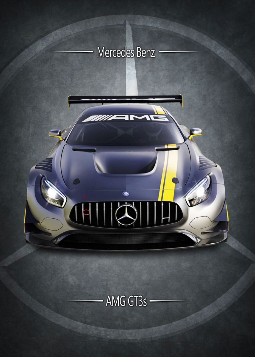 'MERCEDES BENZ AMG GT3s' Poster by Arts and Minds | Displate