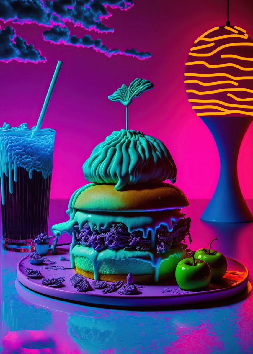 'Neon Food' Poster by Anime Poster | Displate