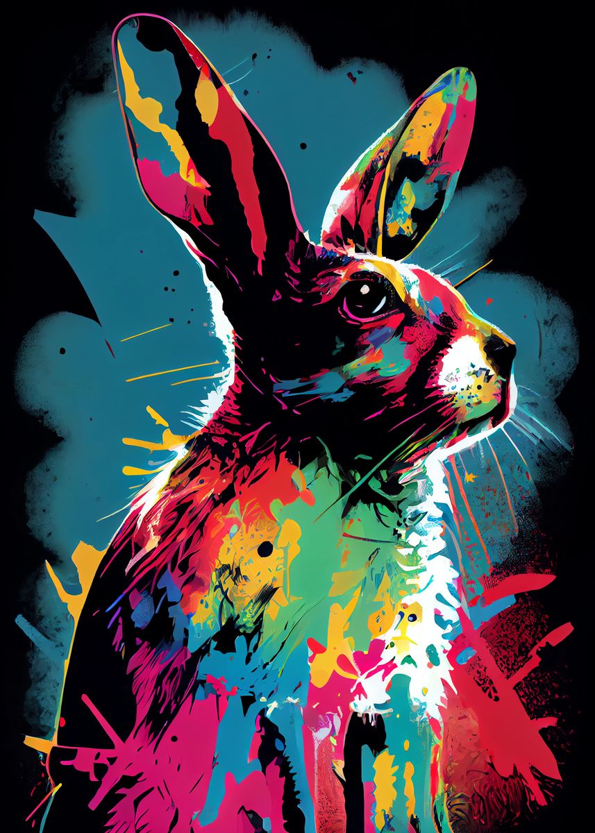 'Rabbit Animal' Poster, picture, metal print, paint by DecoyDesign ...