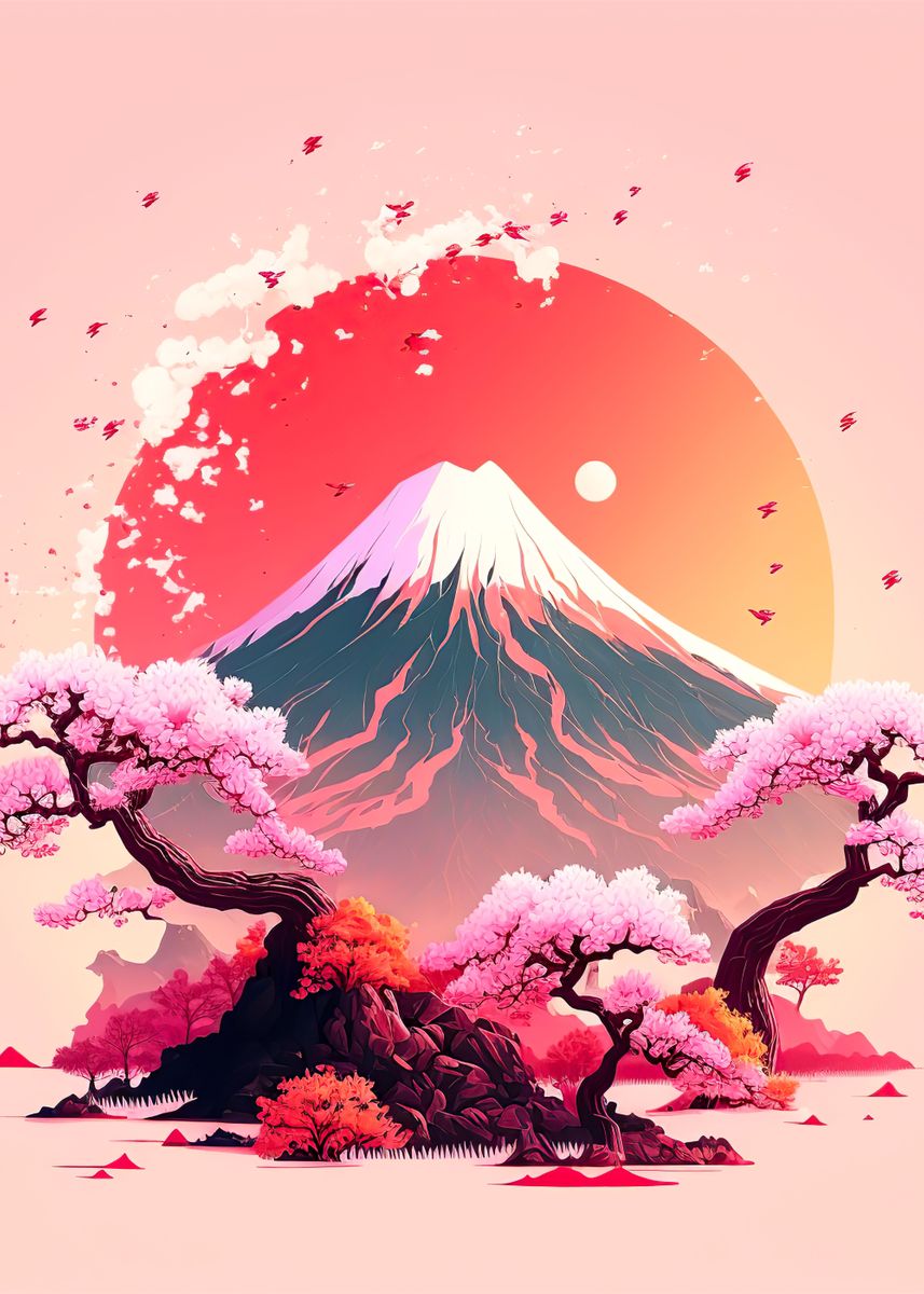 'Japanese landscape' Poster, picture, metal print, paint by Desiree ...