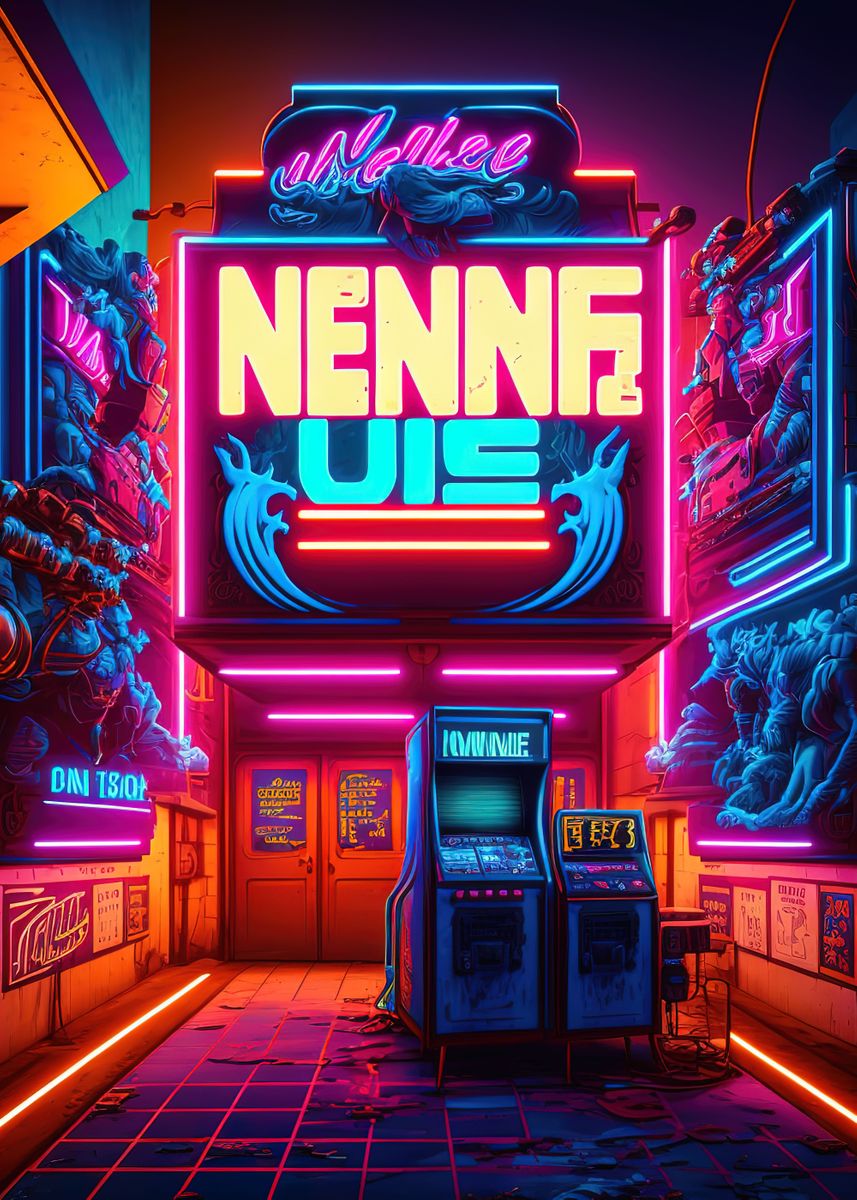 'gaming neon art' Poster, picture, metal print, paint by Jena | Displate