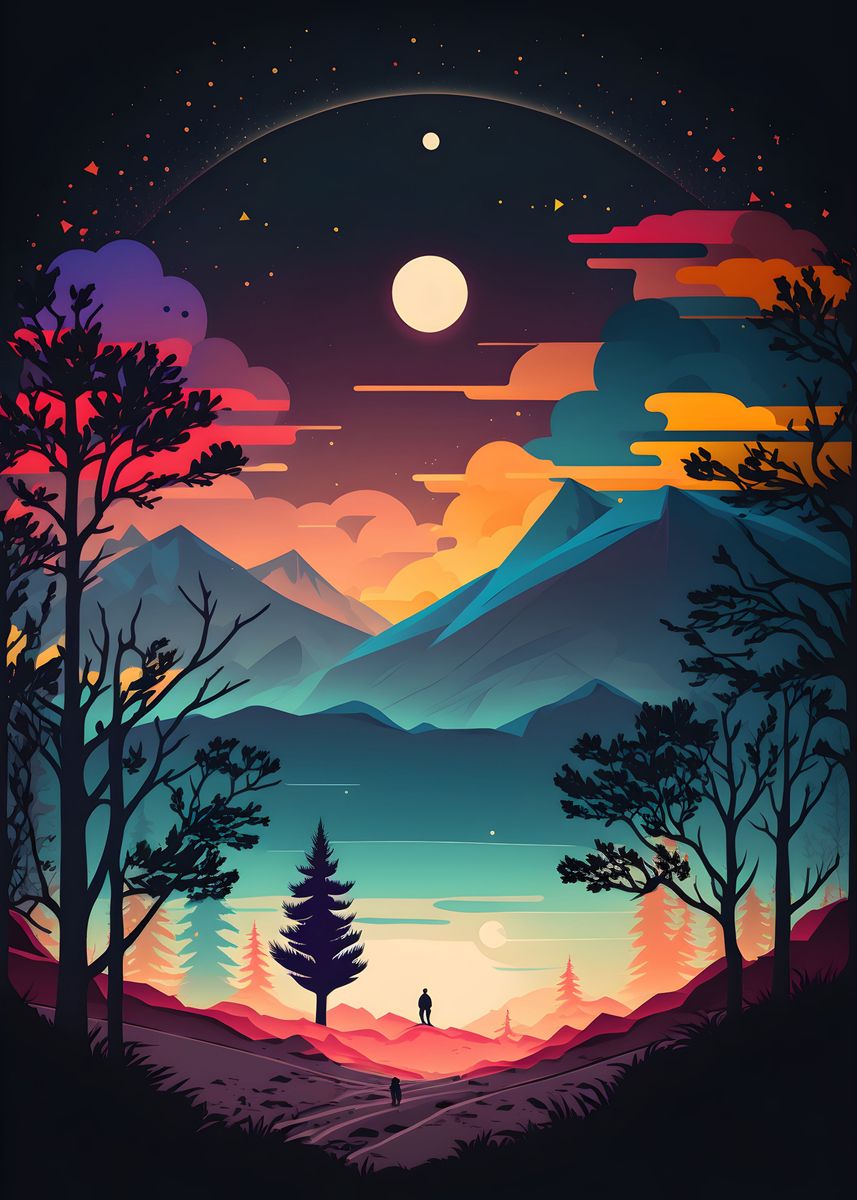 'Colorful landscape' Poster, picture, metal print, paint by ...