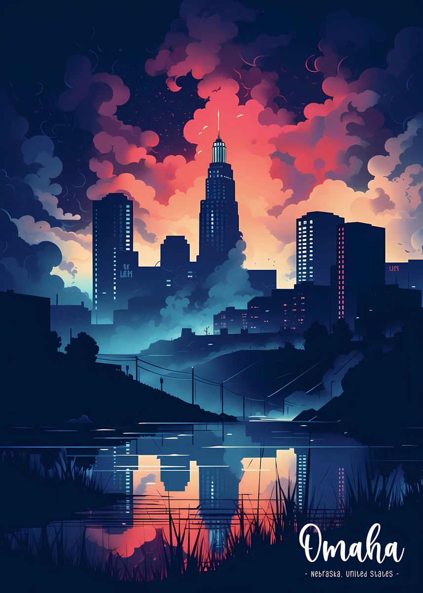 'Omaha Cityscape cityscape' Poster, picture, metal print, paint by ...