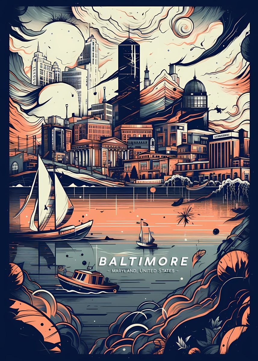 'Baltimore Urban landscape' Poster, picture, metal print, paint by ...
