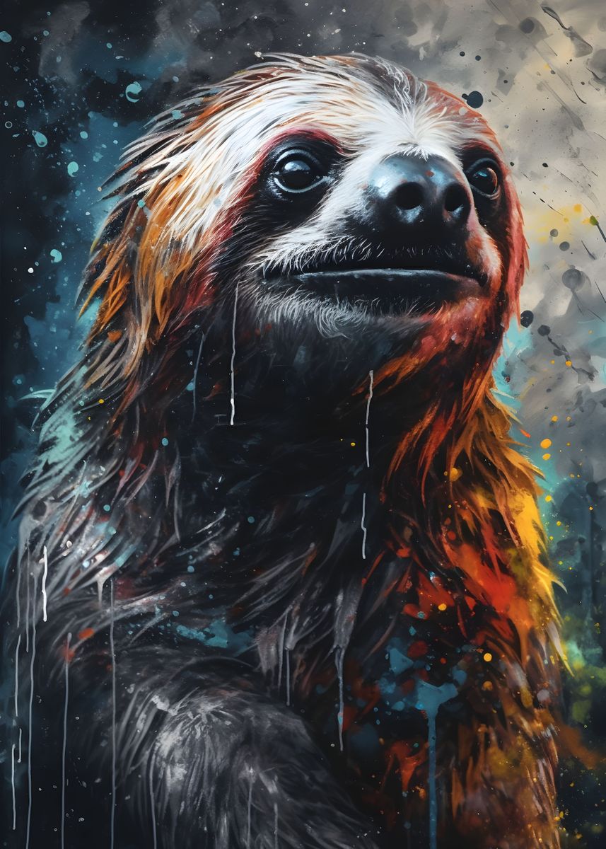 'Charcoal Sloth Portrait' Poster, picture, metal print, paint by ...