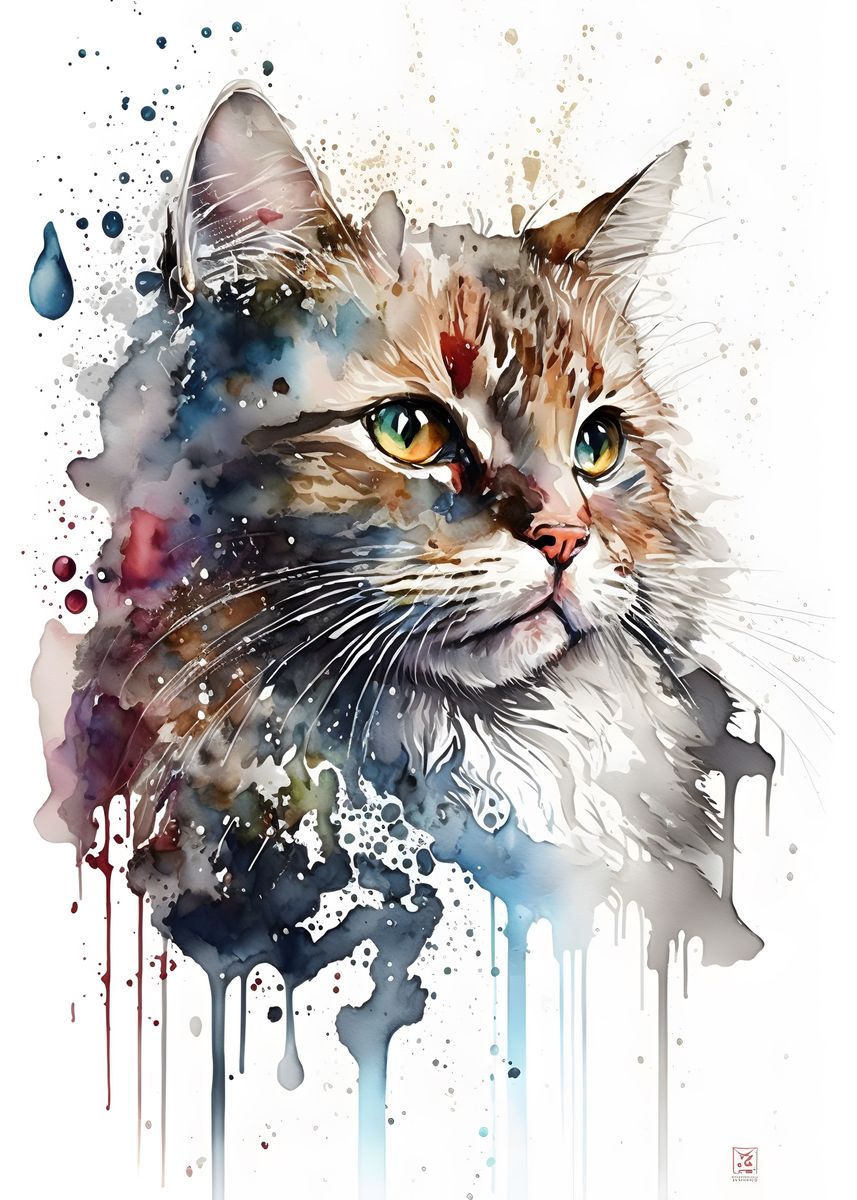 'Cat Water Color' Poster by Eljay Cart | Displate