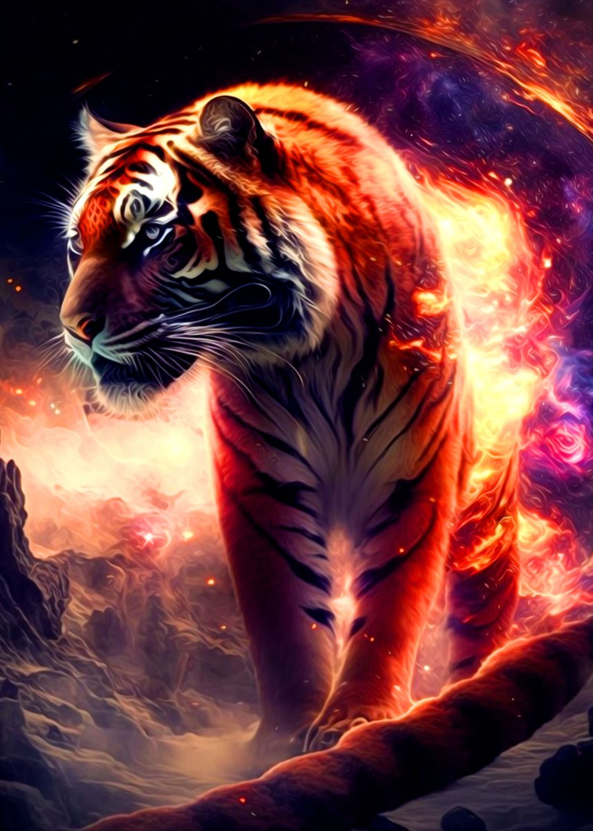'Tiger' Poster, picture, metal print, paint by Tiker Arts | Displate