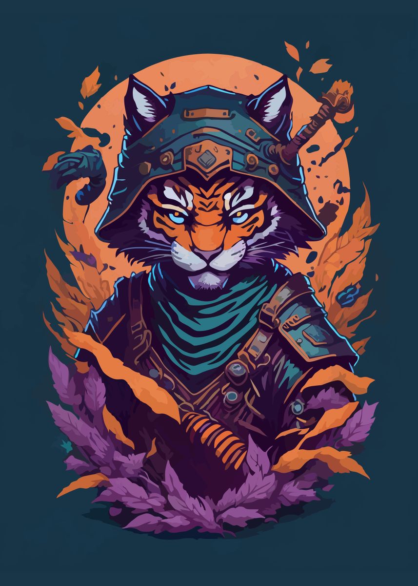'Ninja Tiger' Poster, picture, metal print, paint by nueman | Displate