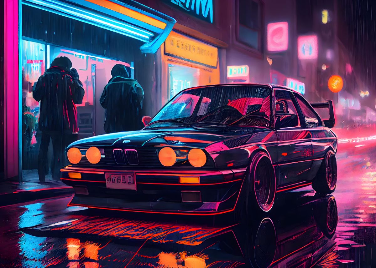 'BMW E30 In Tokyo' Poster by Alexandros | Displate