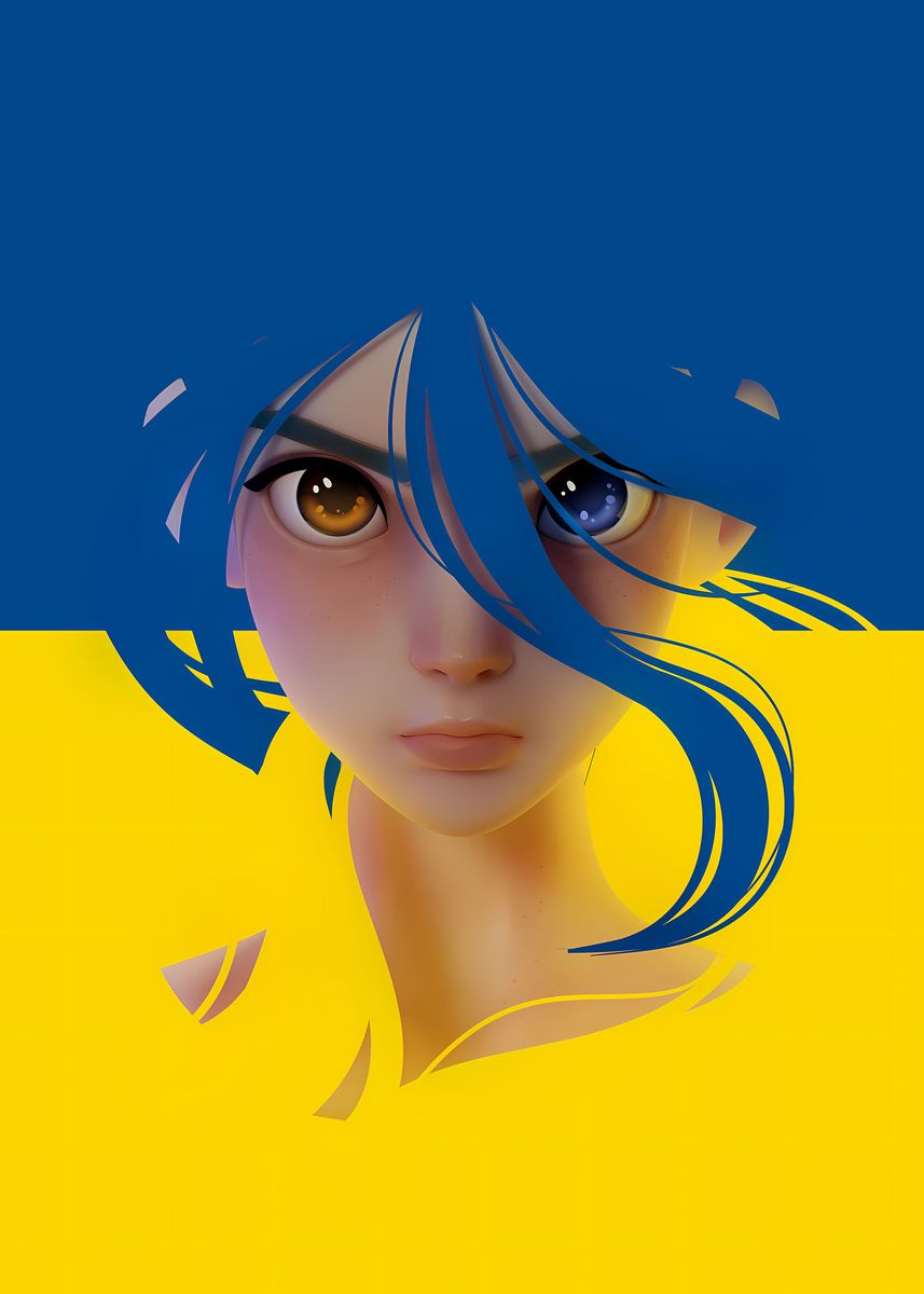 'Anime Ukraine Flag War' Poster, picture, metal print, paint by Lunaxys ...