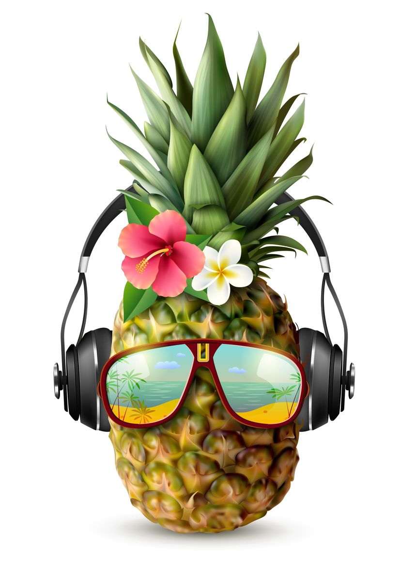 'Pineapple DJ Party' Poster, picture, metal print, paint by Artistic ...