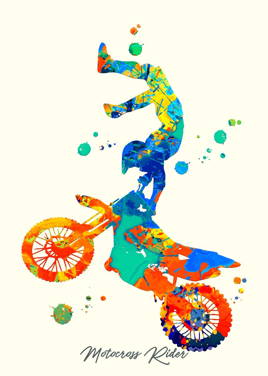 'Motocross Rider' Poster, picture, metal print, paint by Vincent Vorce ...