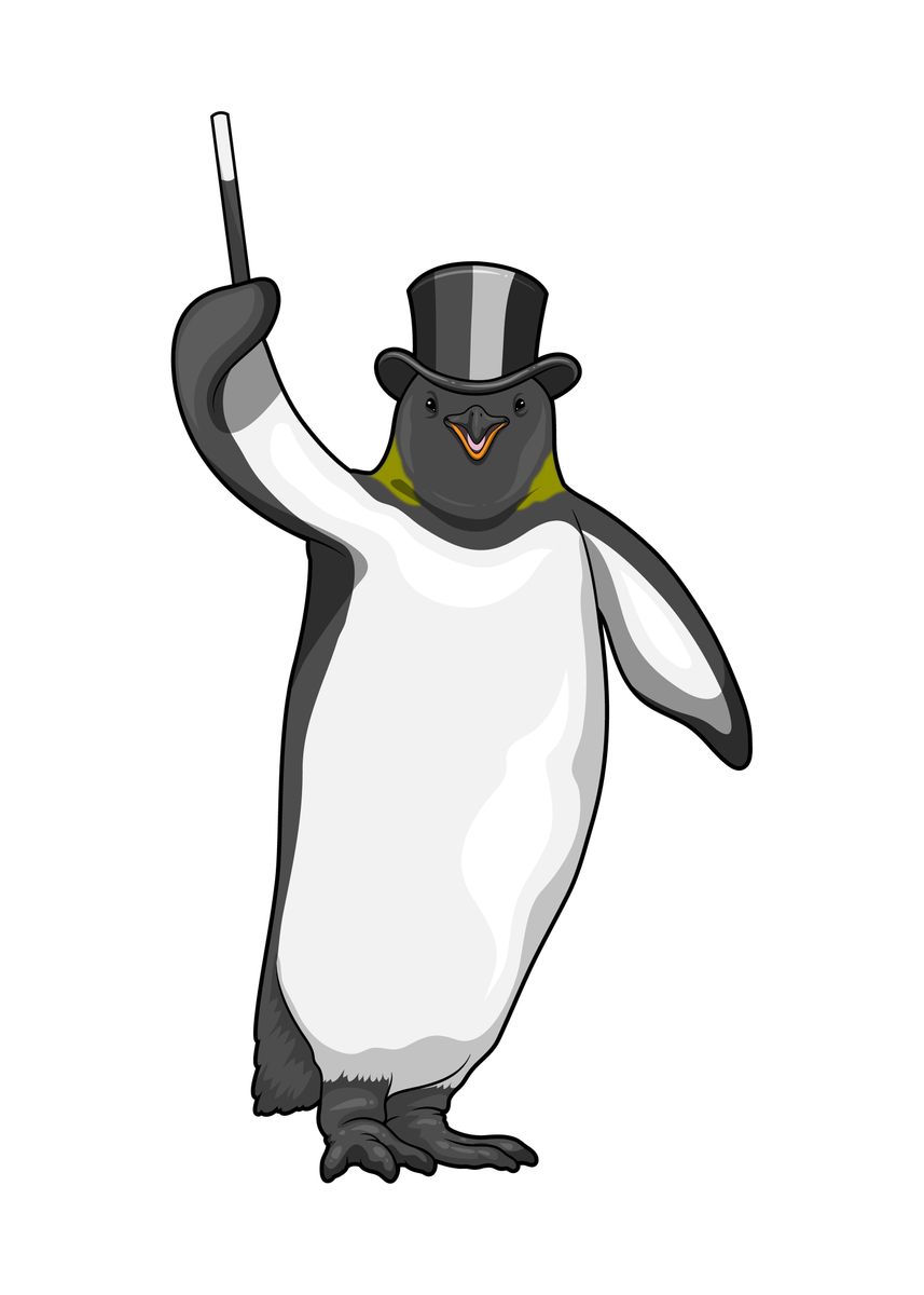 'Penguin Wizard Magic wand' Poster, picture, metal print, paint by ...