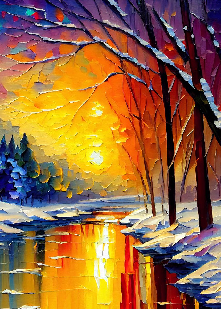 'Palette Knife River vs1' Poster, picture, metal print, paint by ...