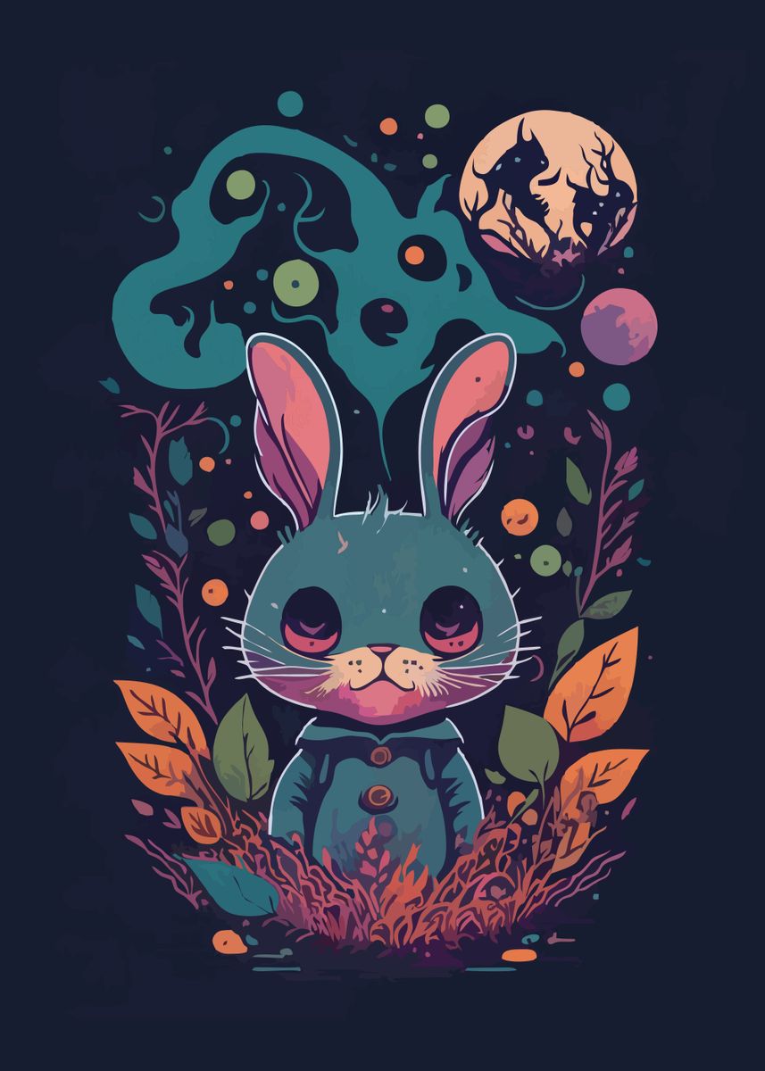 'Cute rabbit' Poster, picture, metal print, paint by artbynue | Displate