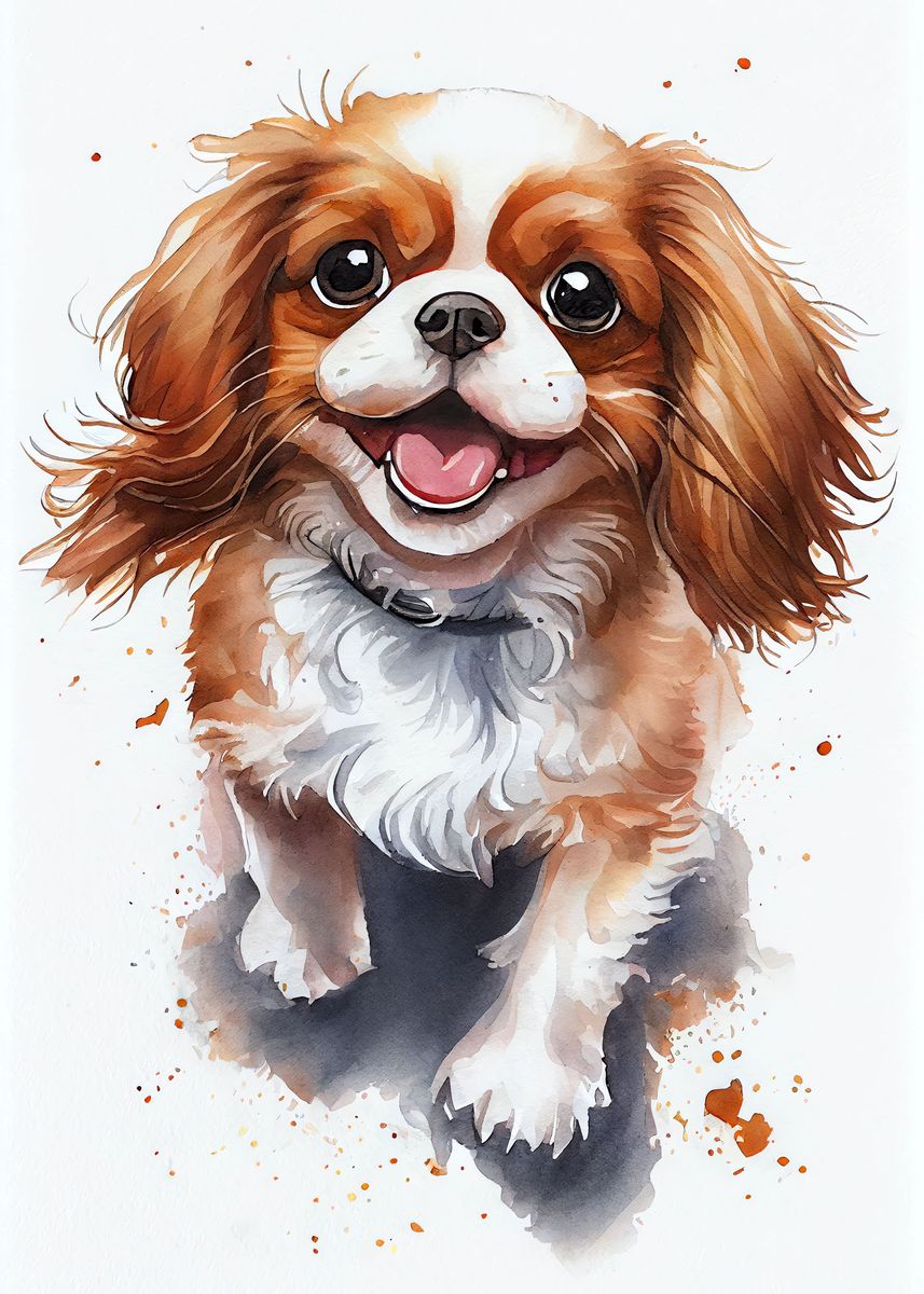'Cavalier King Cute' Poster, picture, metal print, paint by DecoyDesign ...