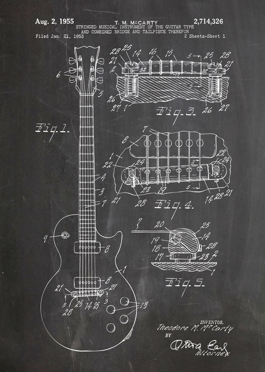 'electric guitar patent ' Poster by Designersen | Displate