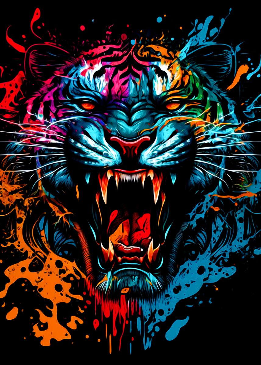 'Tiger' Poster, picture, metal print, paint by bds land | Displate
