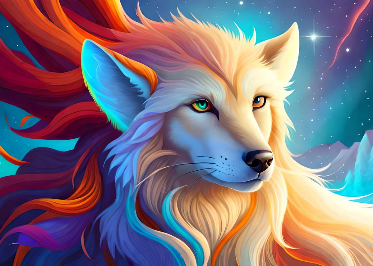 'Fantasy wolf' Poster by Below Horizon | Displate