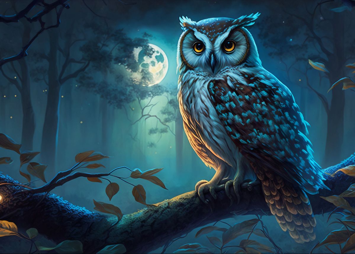 'Cosmic Space Owl' Poster by Bailey DHeath | Displate