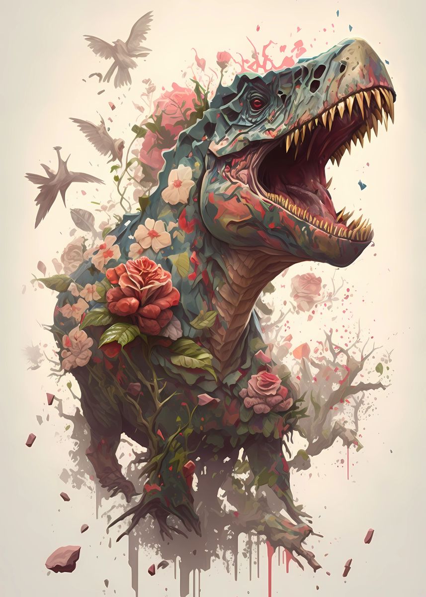 'T Rex Lovely' Poster, picture, metal print, paint by Anusha Ayalax ...