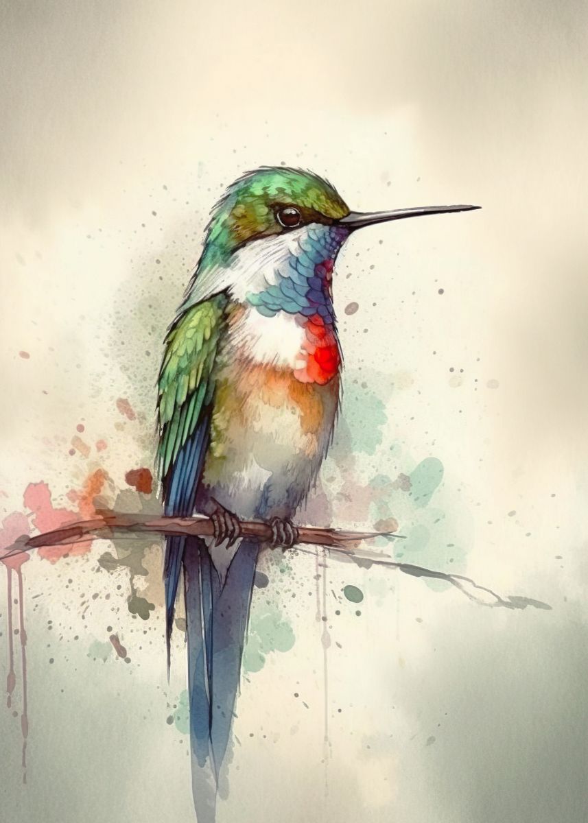 'Colorful Humming Bird' Poster by Quasarai | Displate