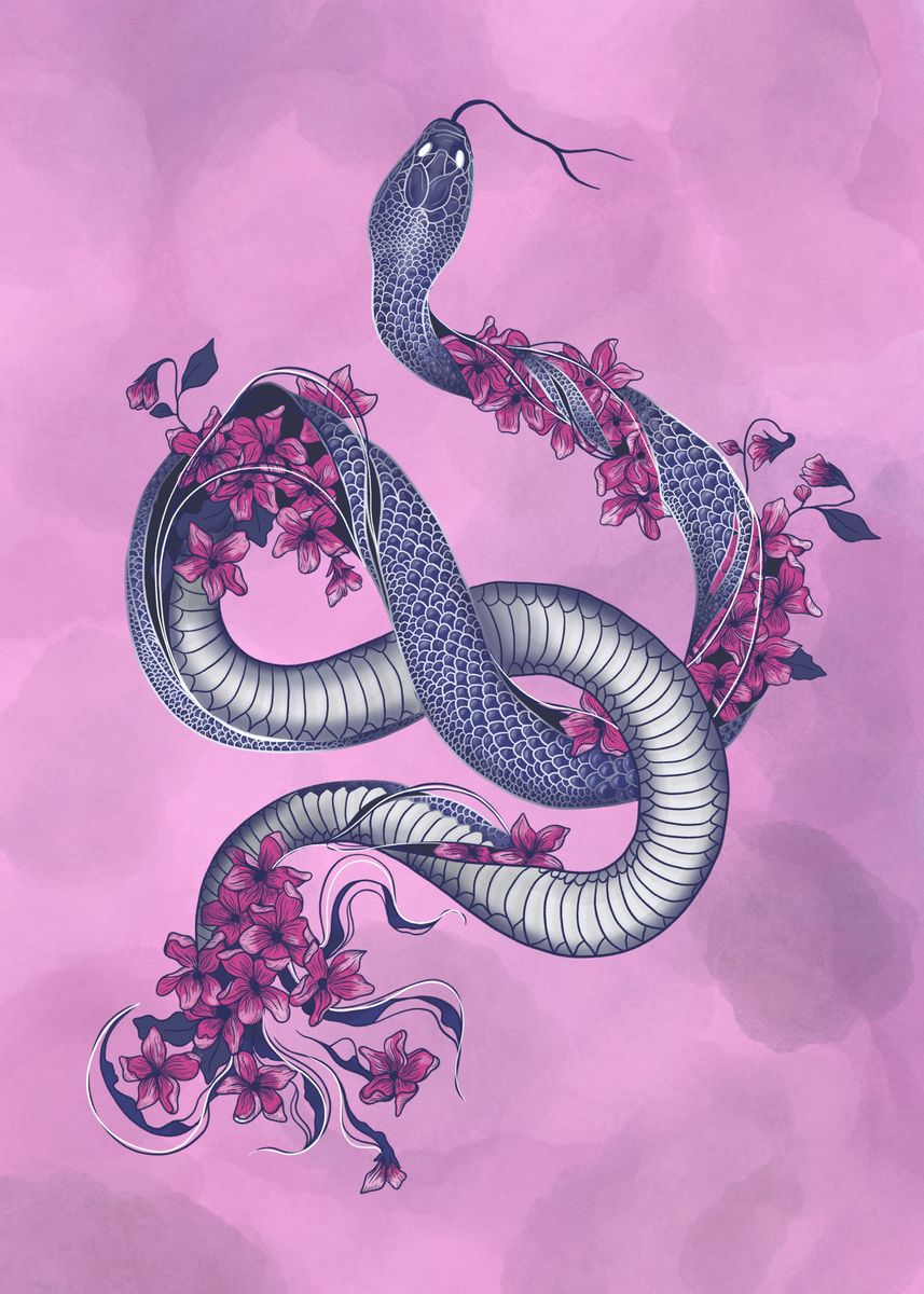 'Snake' Poster, picture, metal print, paint by Jess Adams | Displate