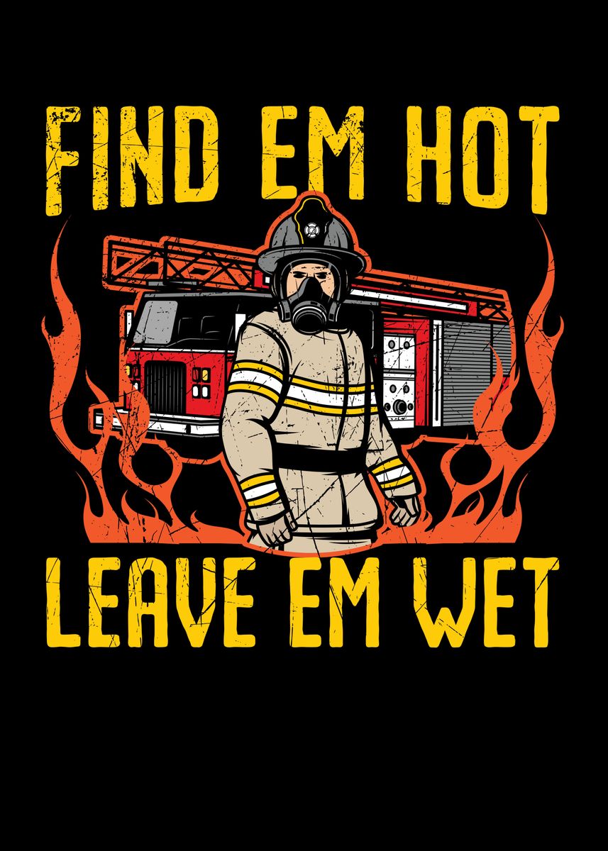 'Fireman Fire Rescue' Poster, picture, metal print, paint by NAO | Displate