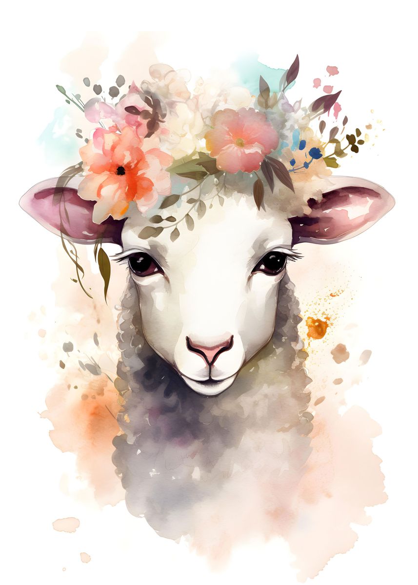 'Floral Sheep' Poster, picture, metal print, paint by Sambel Pedes ...