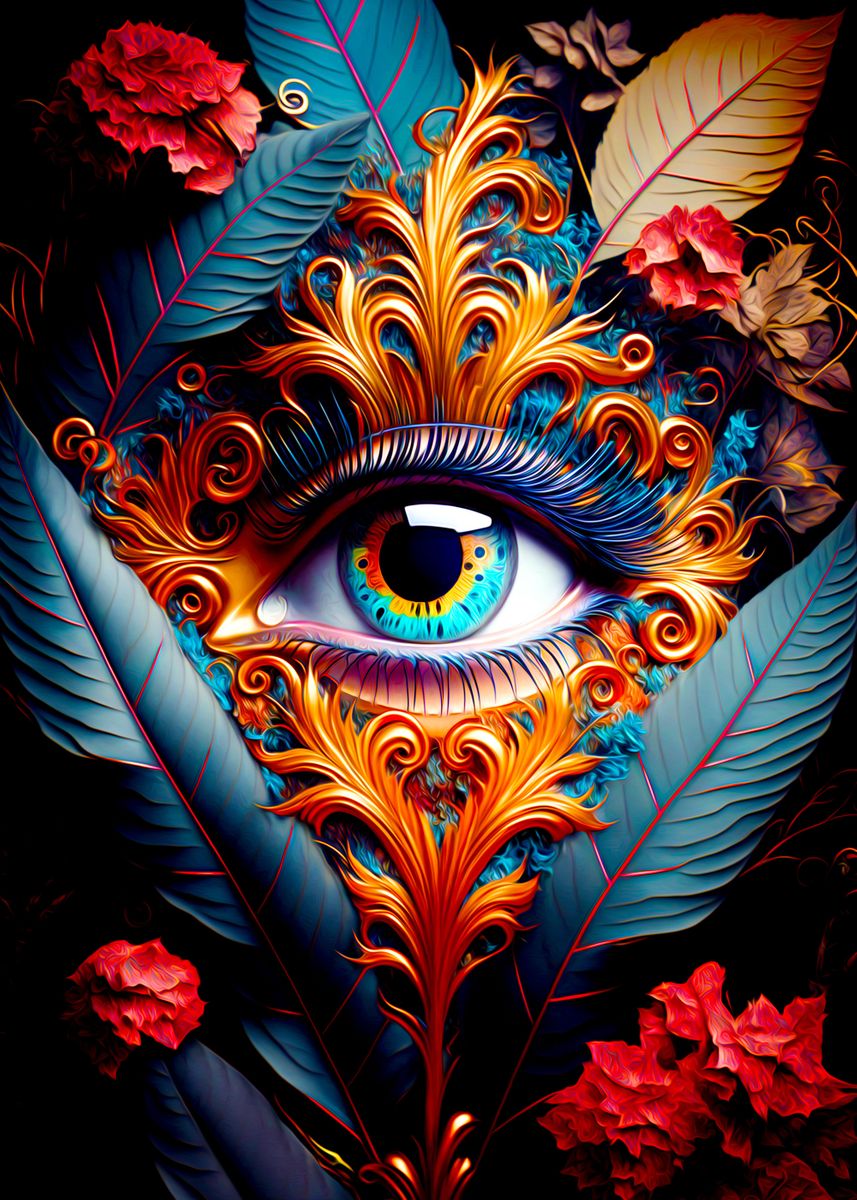 'Colorful Eye' Poster, picture, metal print, paint by Nemory Art | Displate
