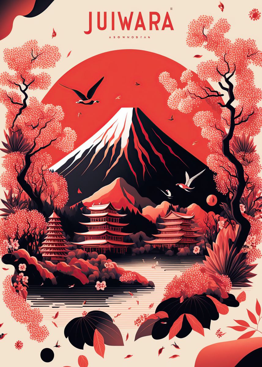 'Japan Landscape' Poster, picture, metal print, paint by Desiree Mendez ...