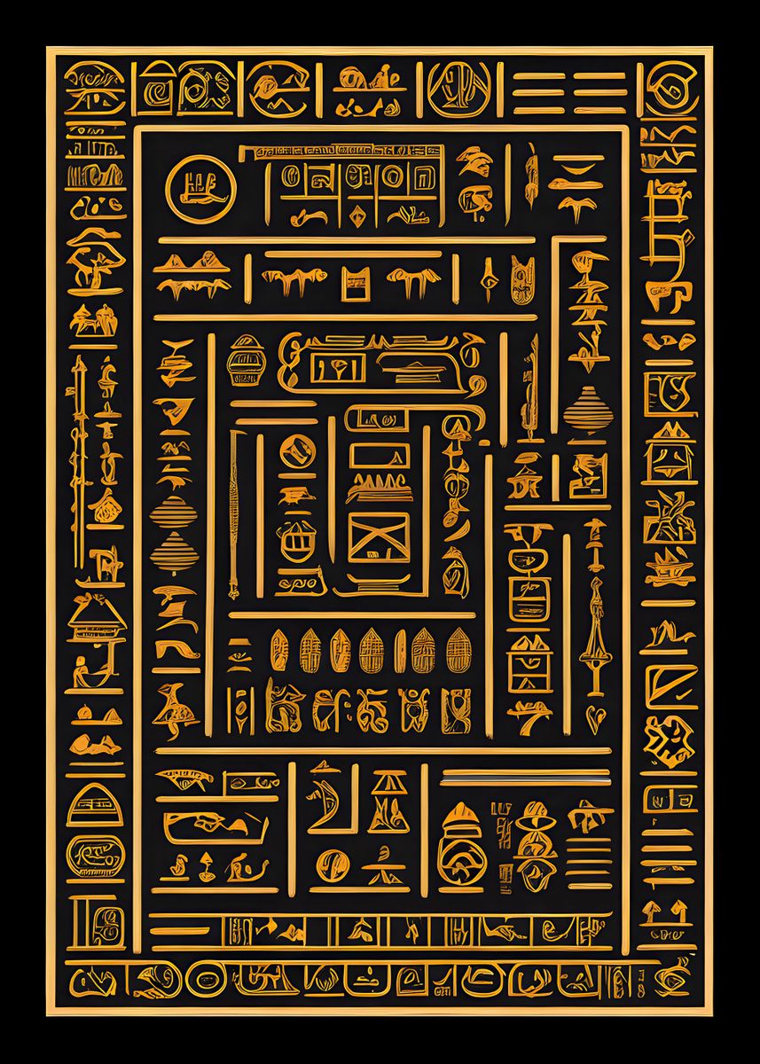 'Old Egyptian Hieroglyphics' Poster, picture, metal print, paint by ...