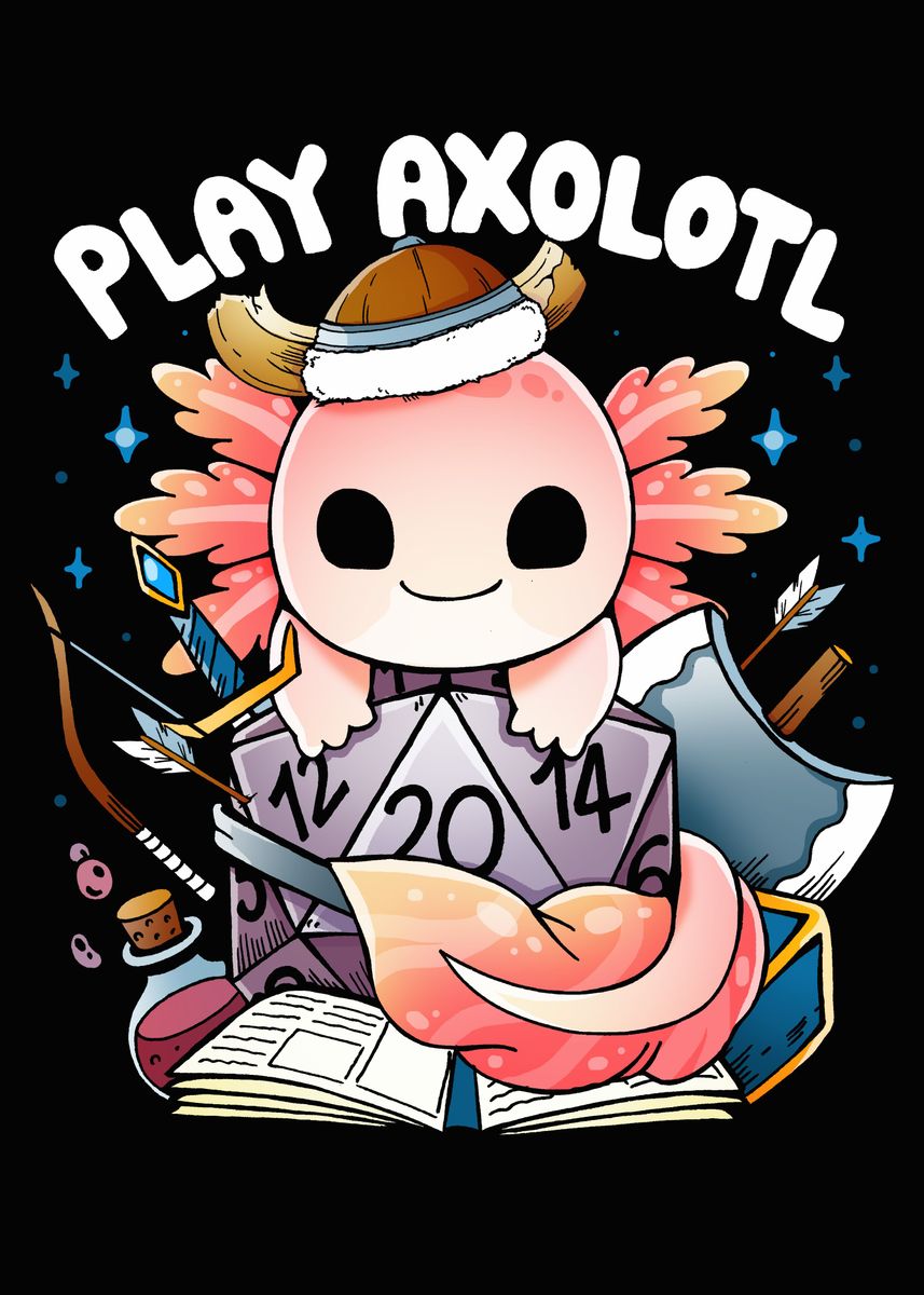 'Play Axolotl' Poster, picture, metal print, paint by Valentina Fabbri ...