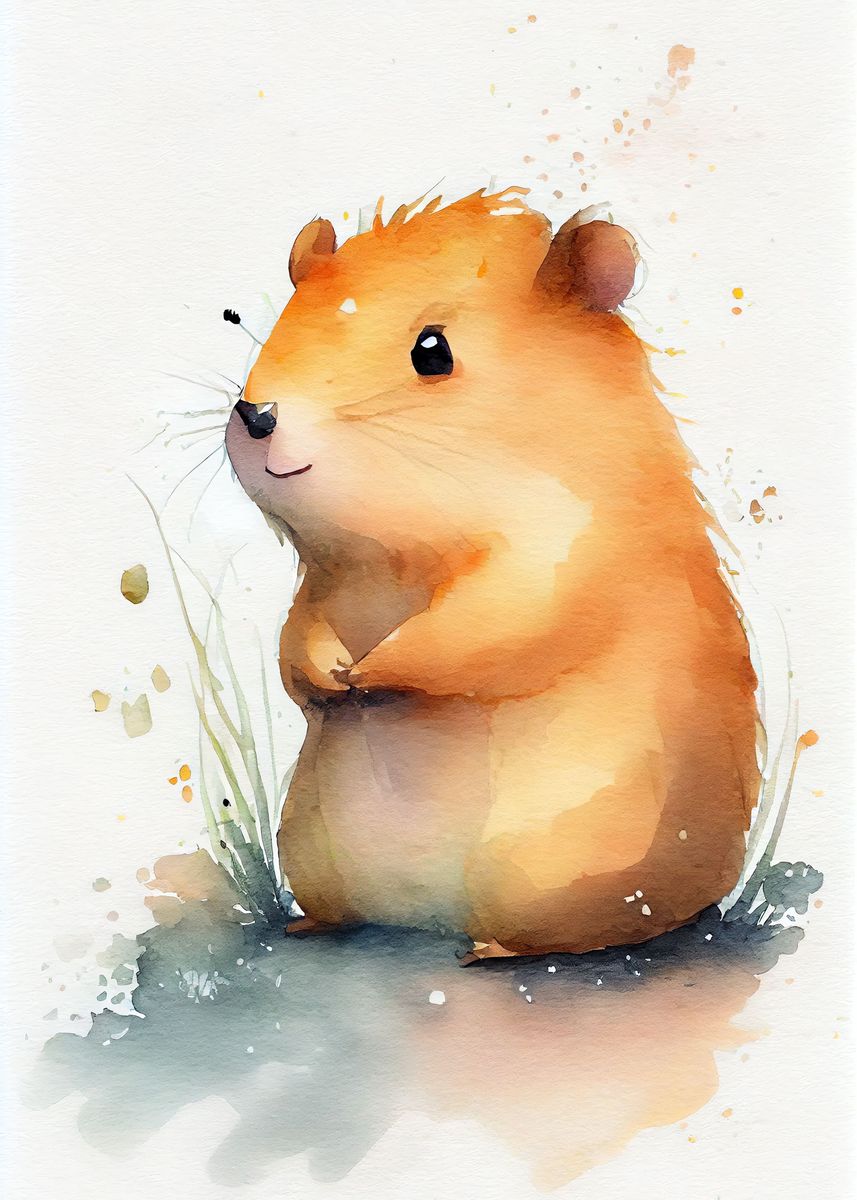 'Capybara Watercolor' Poster, picture, metal print, paint by ...