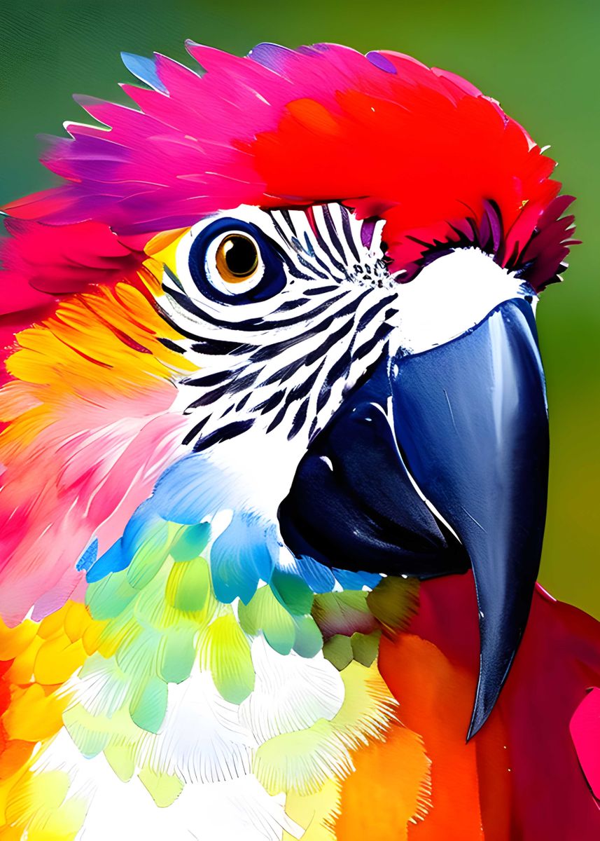 'Colorful parrot bird' Poster, picture, metal print, paint by ...