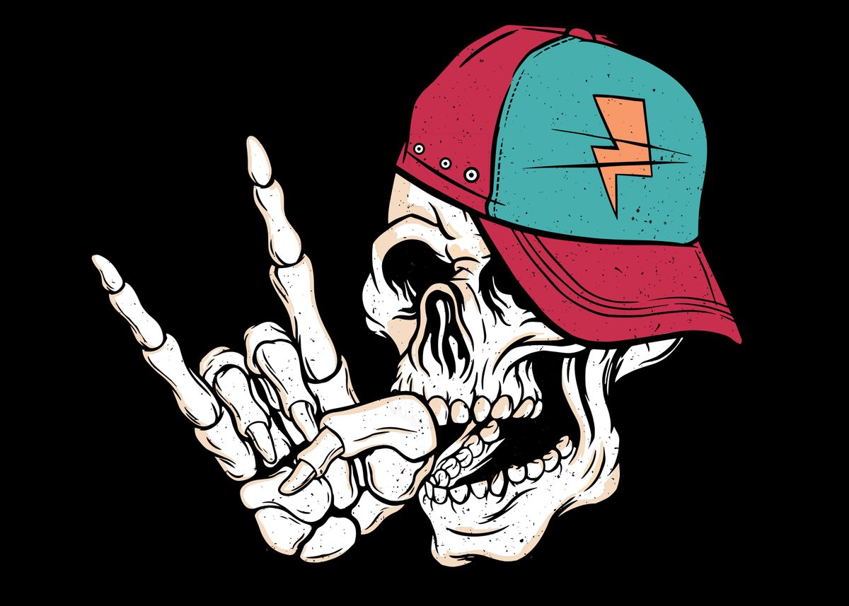 'Rock n Roll Metal Head' Poster by Chris Feil | Displate