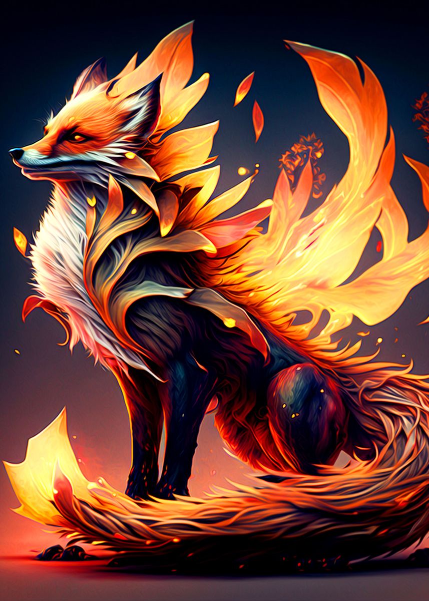 'Fantasy Fox' Poster, picture, metal print, paint by bds land | Displate