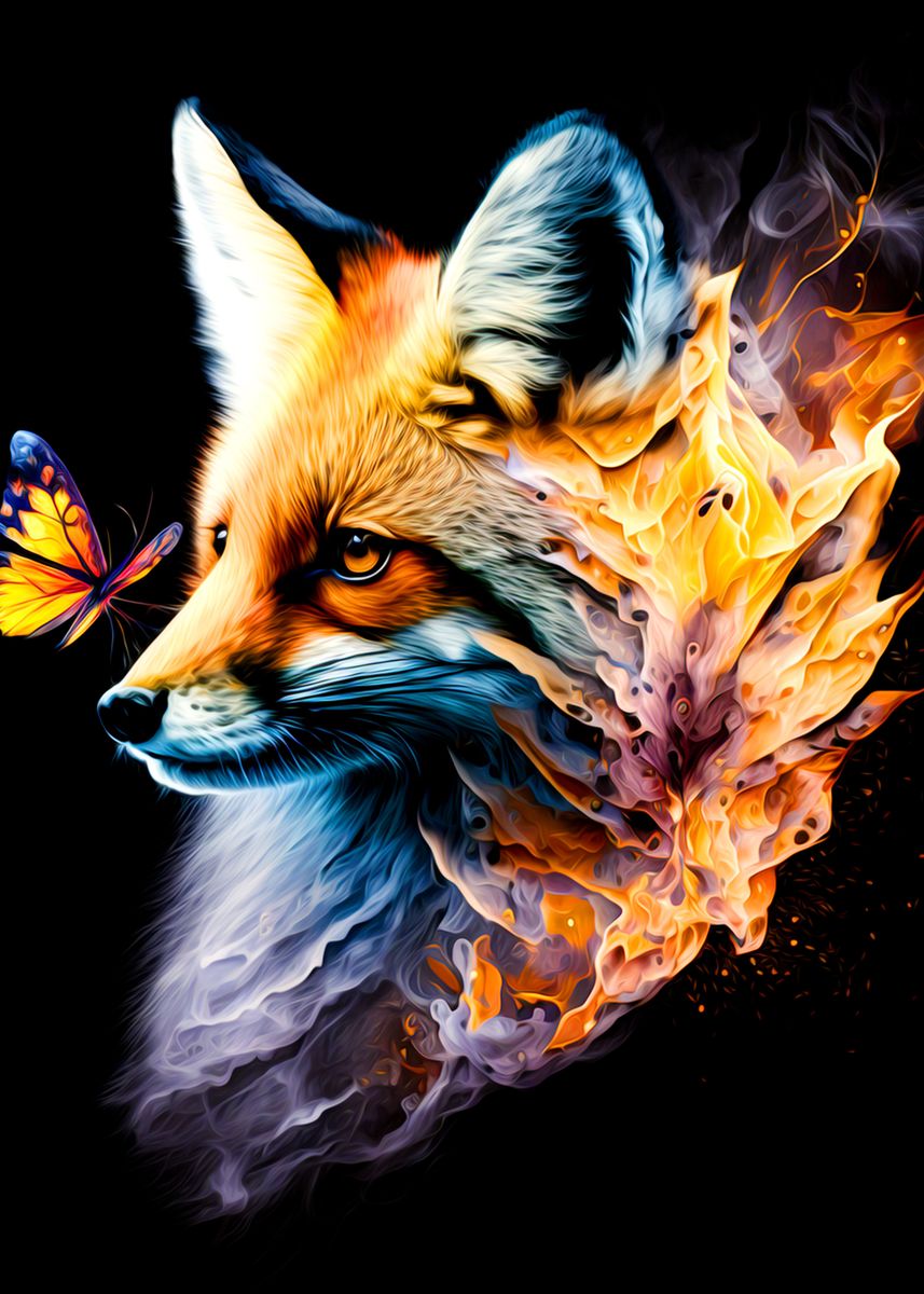 'Fantasy Fox' Poster, picture, metal print, paint by bds land | Displate