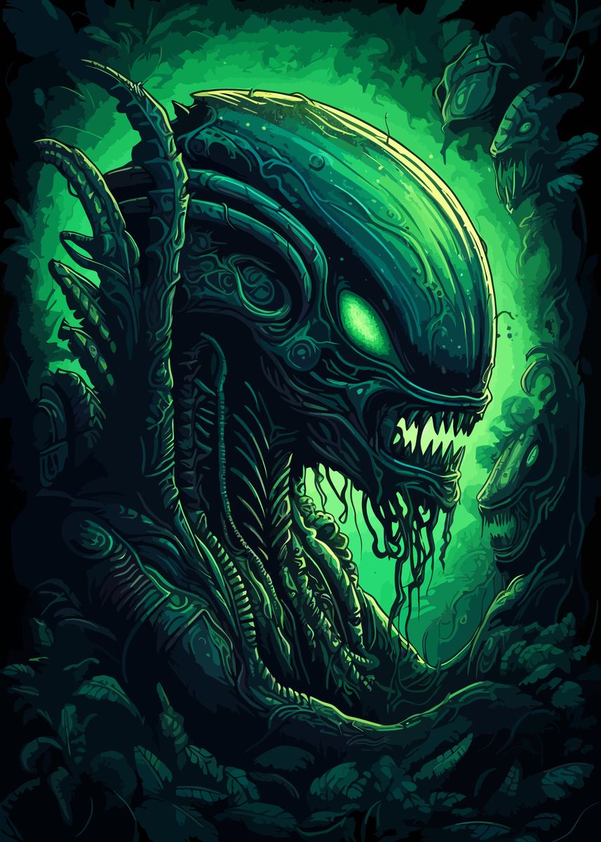 'Toxic Alien' Poster, picture, metal print, paint by Nasmed | Displate