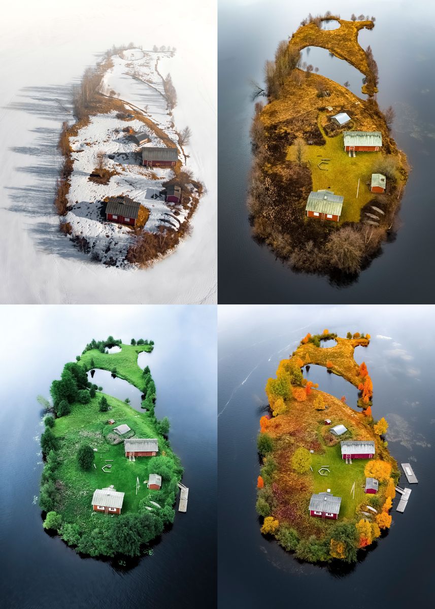 'Kotisaari 4 seasons island' Poster, picture, metal print, paint by ...