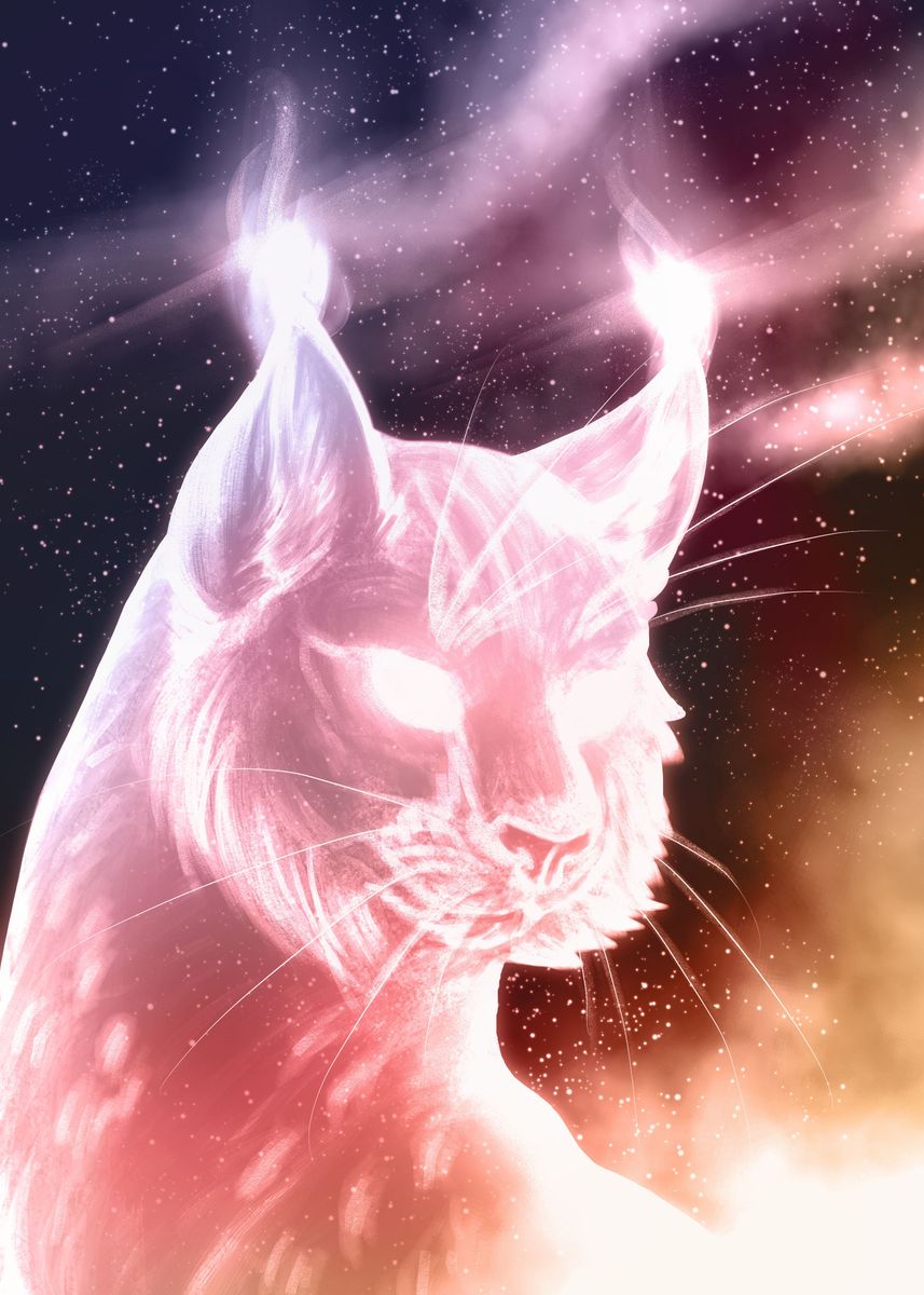 'Stellar Lynx' Poster, picture, metal print, paint by SophiePf | Displate