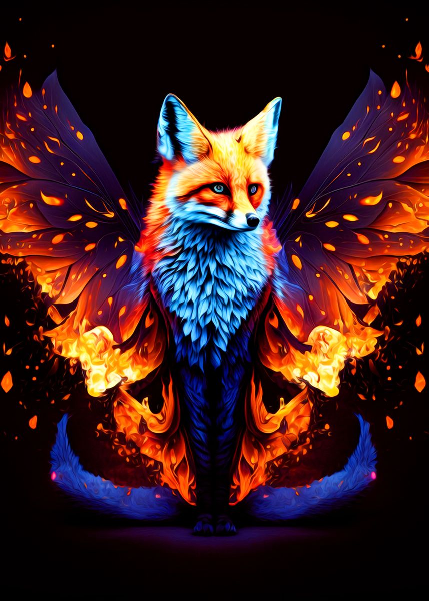 'Fantasy Fox' Poster, picture, metal print, paint by bds land | Displate