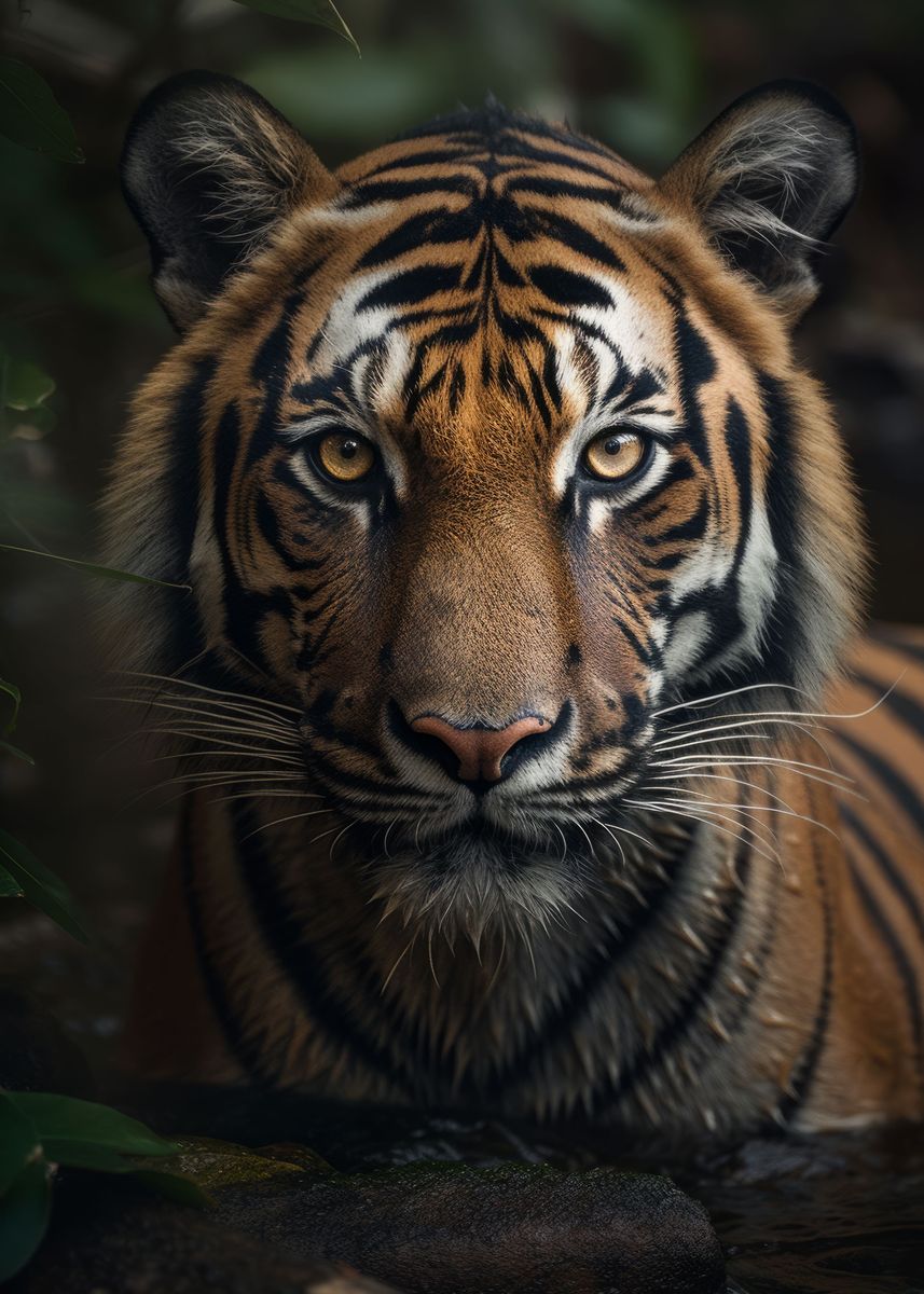 'Tiger Wildlife Portrait' Poster by Five Senses Art | Displate