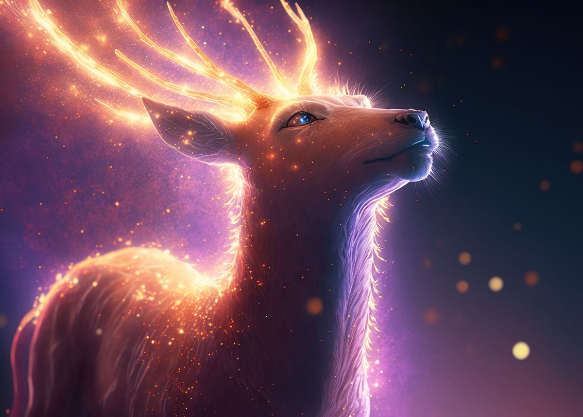 'Cosmic Space Deer' Poster by Bailey DHeath | Displate