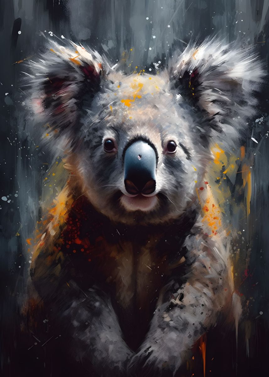 'Vibrant Koala Oil Painting' Poster, picture, metal print, paint by ...