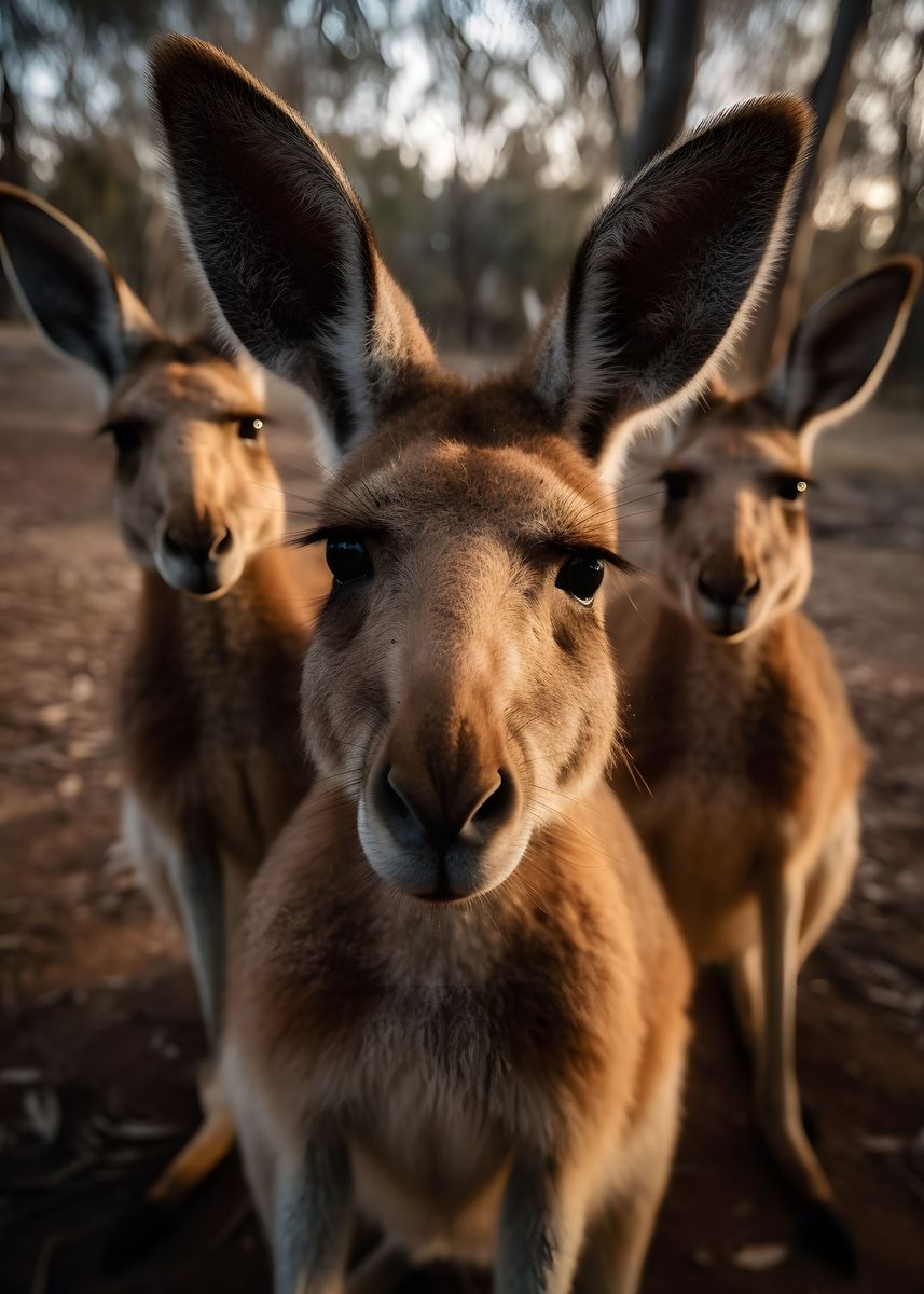 'Kangaroos Animal Selfie' Poster, picture, metal print, paint by David ...