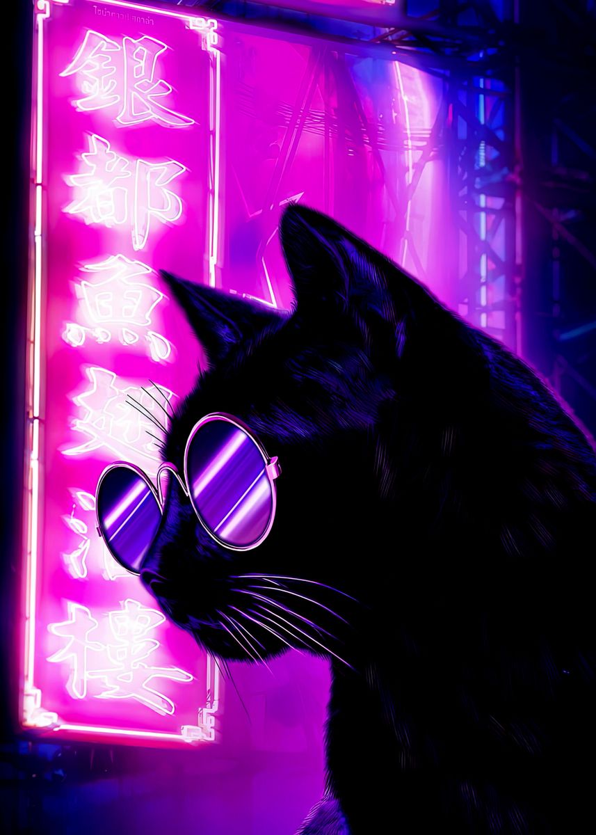 'Cats and Gaming Cool Cat' Poster, picture, metal print, paint by ...