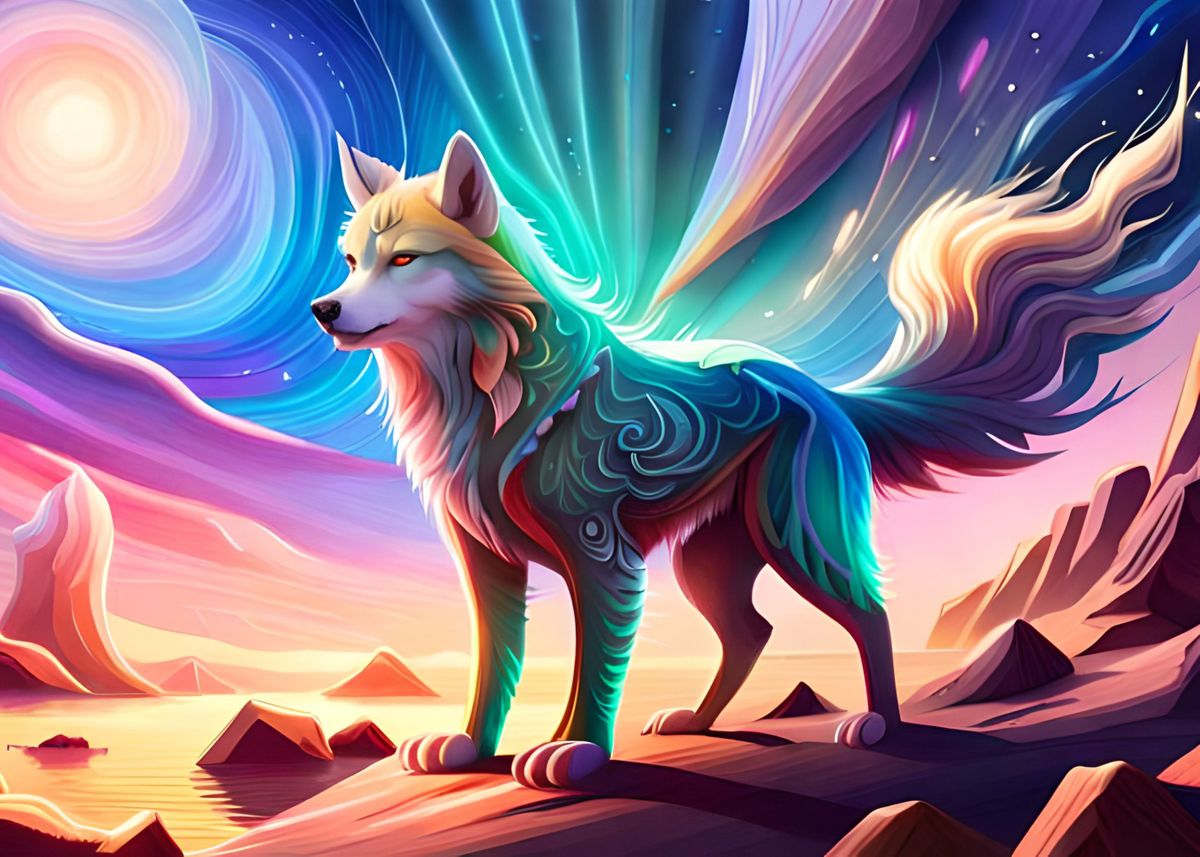 'Fantasy wolf' Poster by Below Horizon | Displate