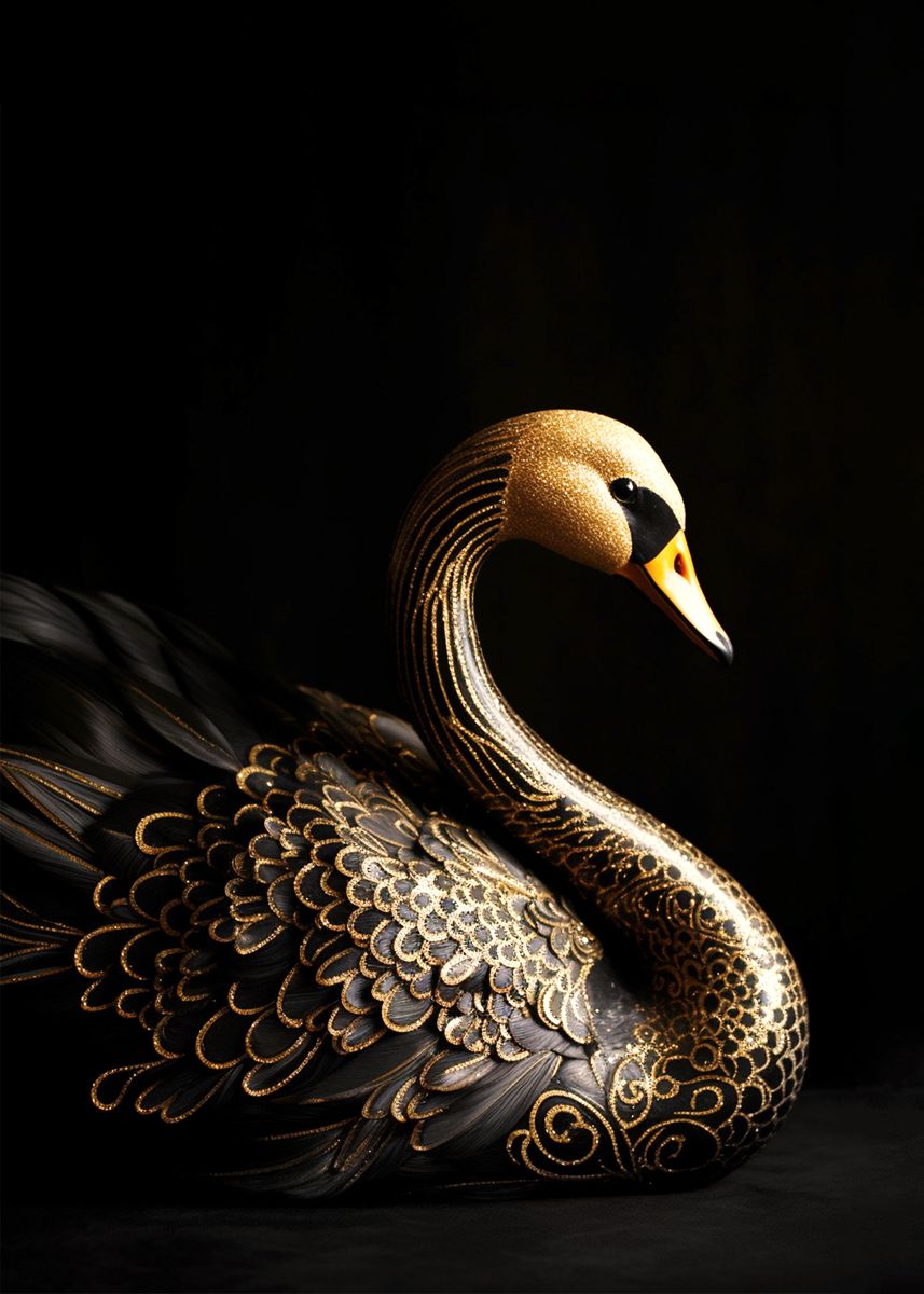 'Black and Gold Swan' Poster, picture, metal print, paint by OhadOron ...